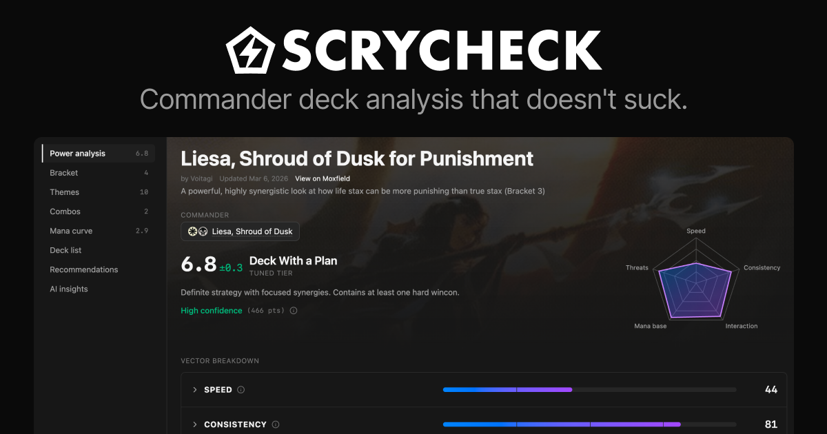 ScryCheck - Commander deck power level & analysis tool